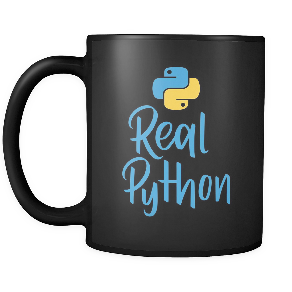 "Real Python" Mug (Black) Nerdlettering