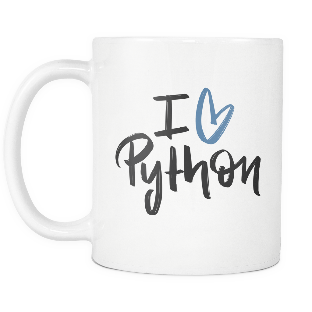 "I love Python" Mug Nerdlettering