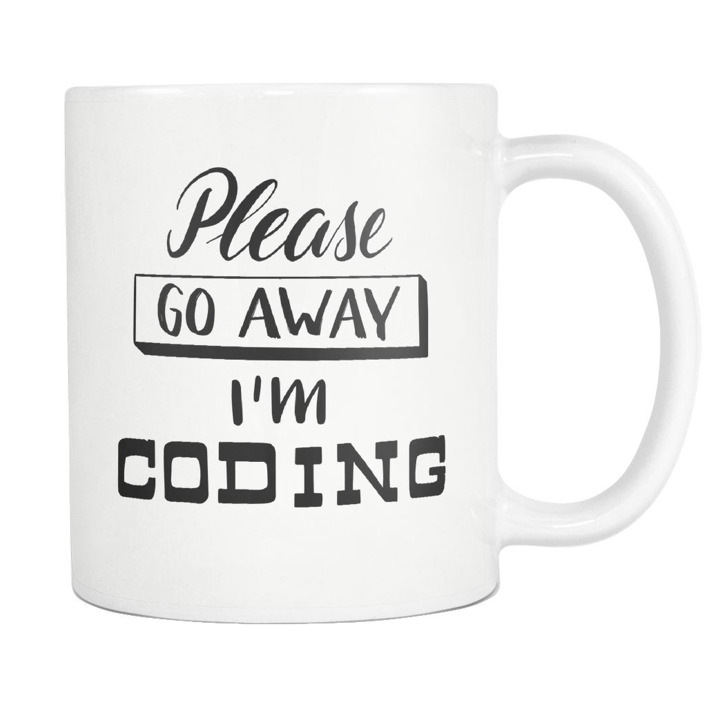 "Please go away, I'm coding" Developer Mug (White) Nerdlettering