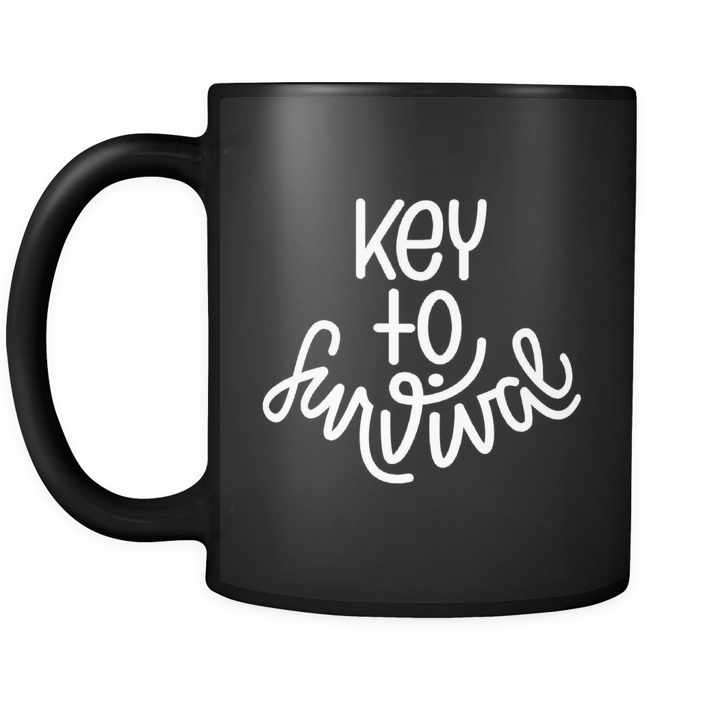 "Key To Survival" Mug (Black) Nerdlettering